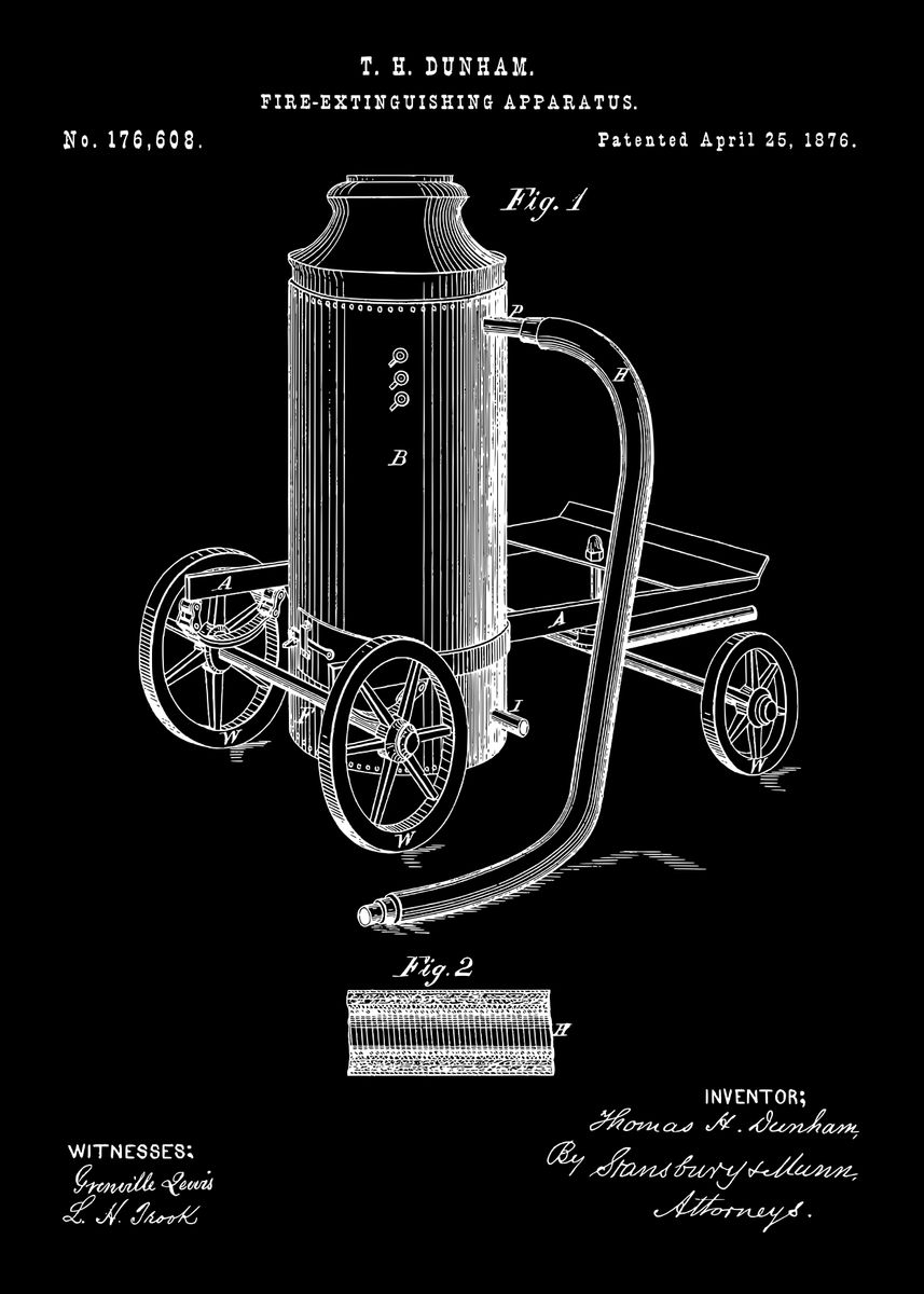 'Fire Extinguisher Patent' Poster, picture, metal print, paint by Sam ...