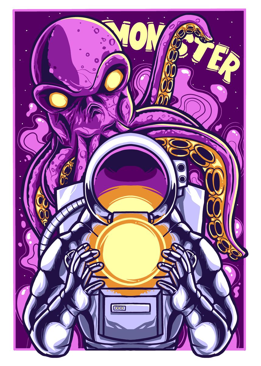 'monster space illustration' Poster by Dhoni Chester | Displate