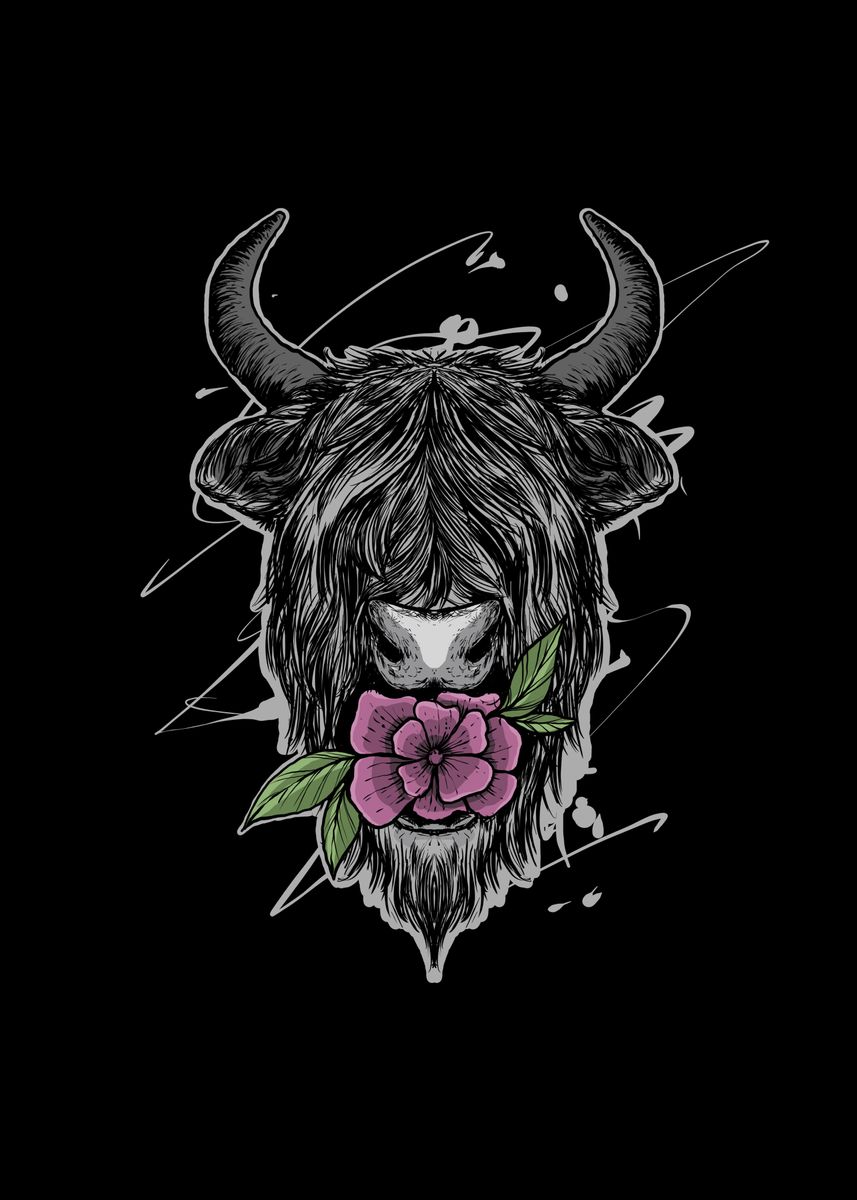 'Scottish Highland Cow' Poster, picture, metal print, paint by Lukes ...