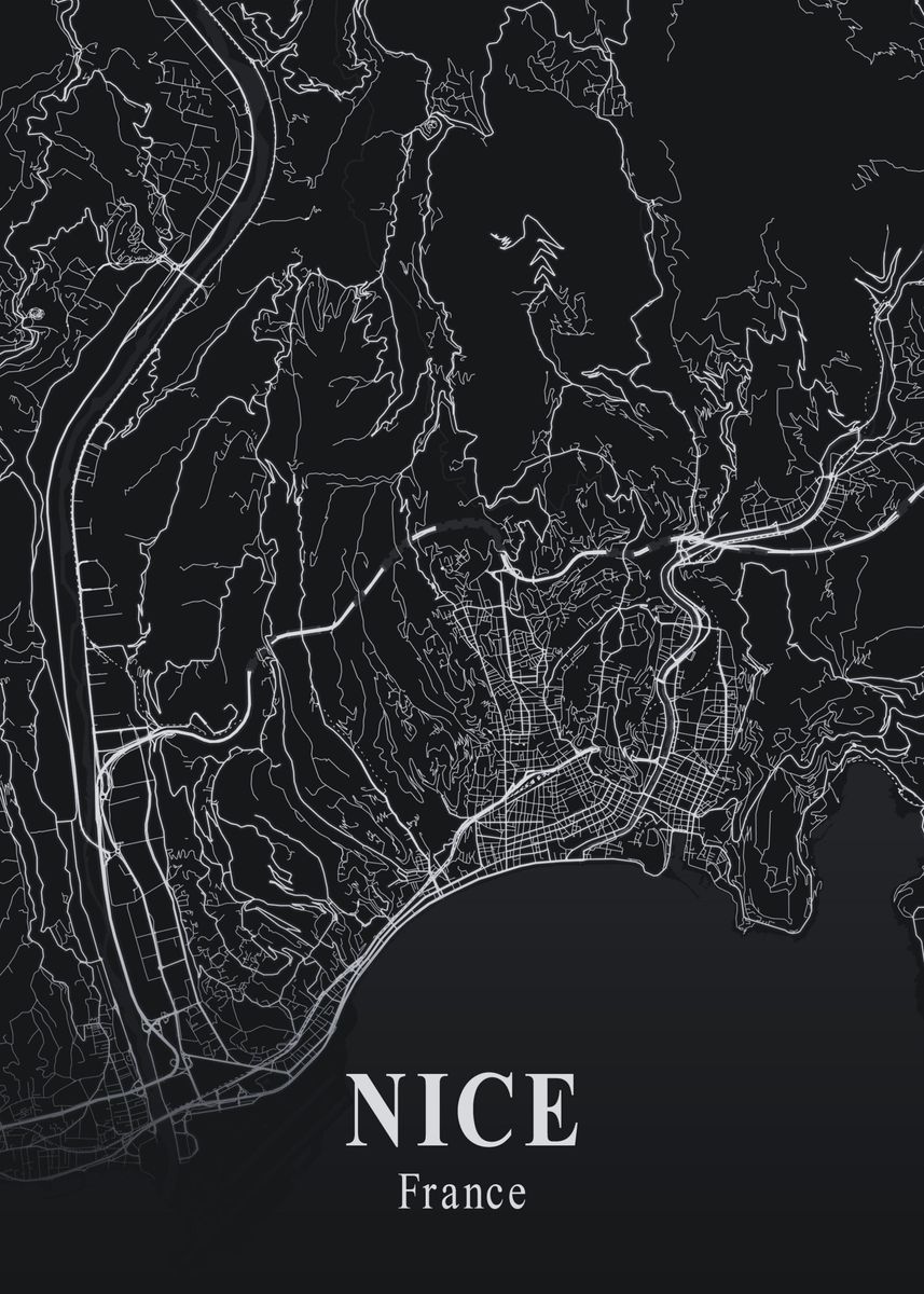 'Nice City Maps' Poster, picture, metal print, paint by Nae | Displate