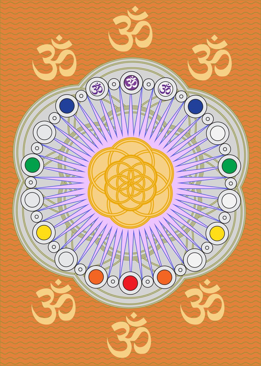 'OM Seed Of Life Orange ' Poster, picture, metal print, paint by Jash ...