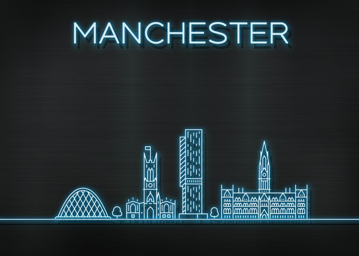 'Manchester City Skyline' Poster by XandYart | Displate