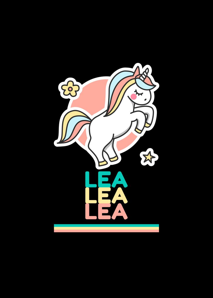 'Lea First Name Cute' Poster, picture, metal print, paint by CrownMerch ...