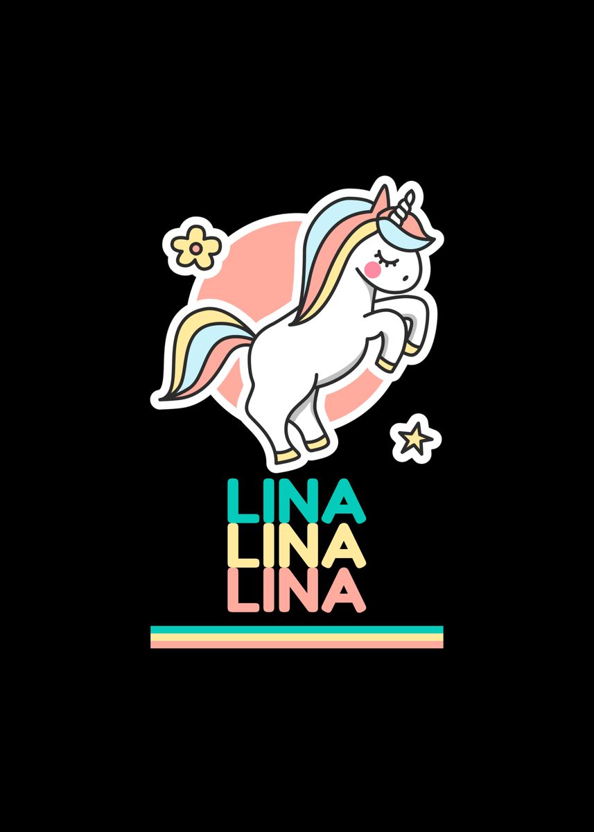 'Lina First Name Cute' Poster, picture, metal print, paint by ...