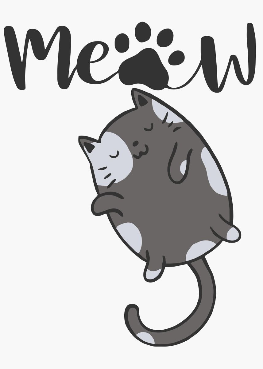 'Meow Cute cat sleeping' Poster, picture, metal print, paint by LCW17 ...