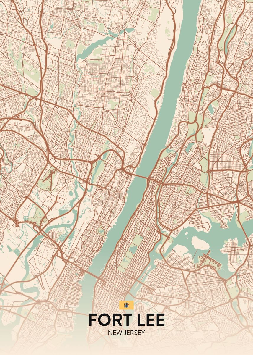 'Fort Lee NJ' Poster, picture, metal print, paint by IMR Designs | Displate