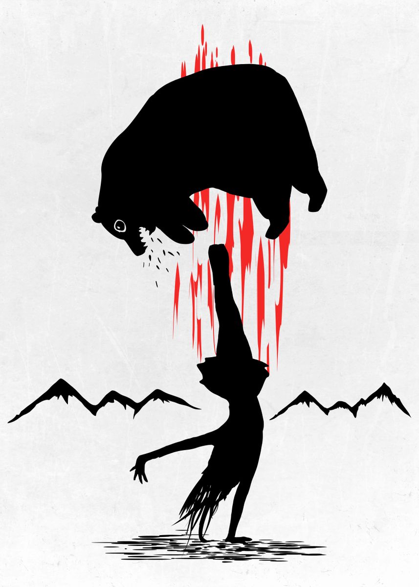 'Bear Kick' Poster, picture, metal print, paint by Ilya Danilov | Displate