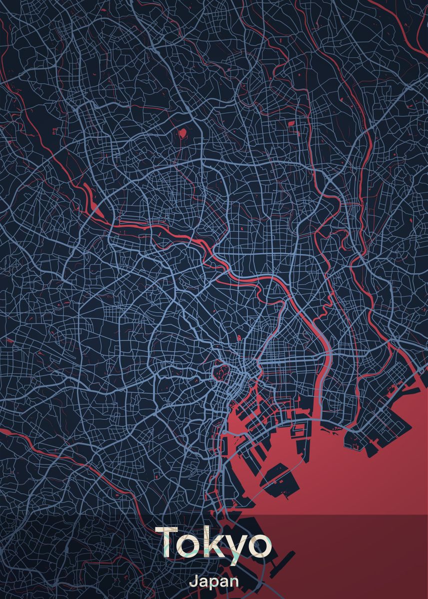 'Tokyo' Poster, picture, metal print, paint by CRAFTSSSTUDIO | Displate