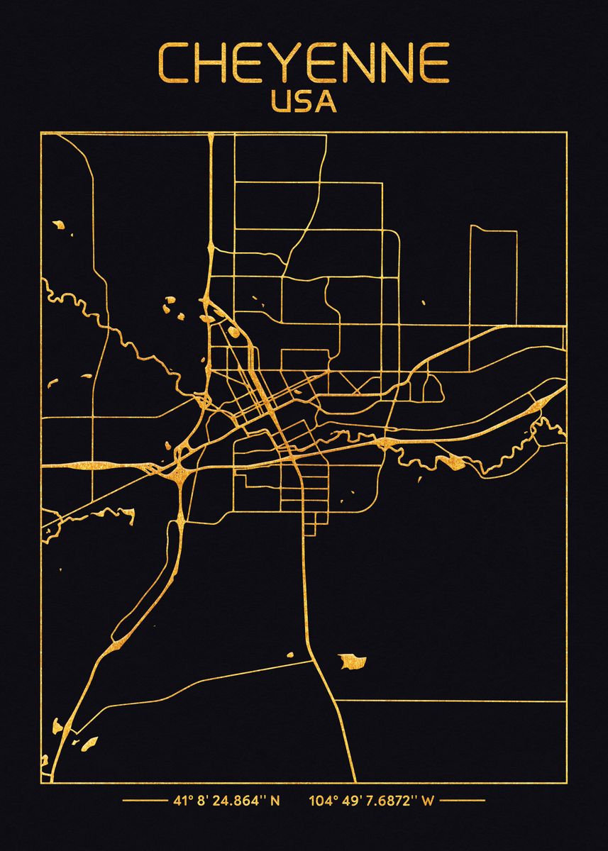 'Cheyenne WY USA' Poster, picture, metal print, paint by Denis Siggers ...