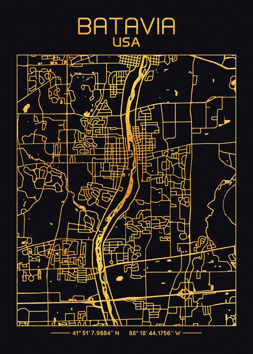 'Batavia IL USA' Poster, picture, metal print, paint by Denis Siggers ...