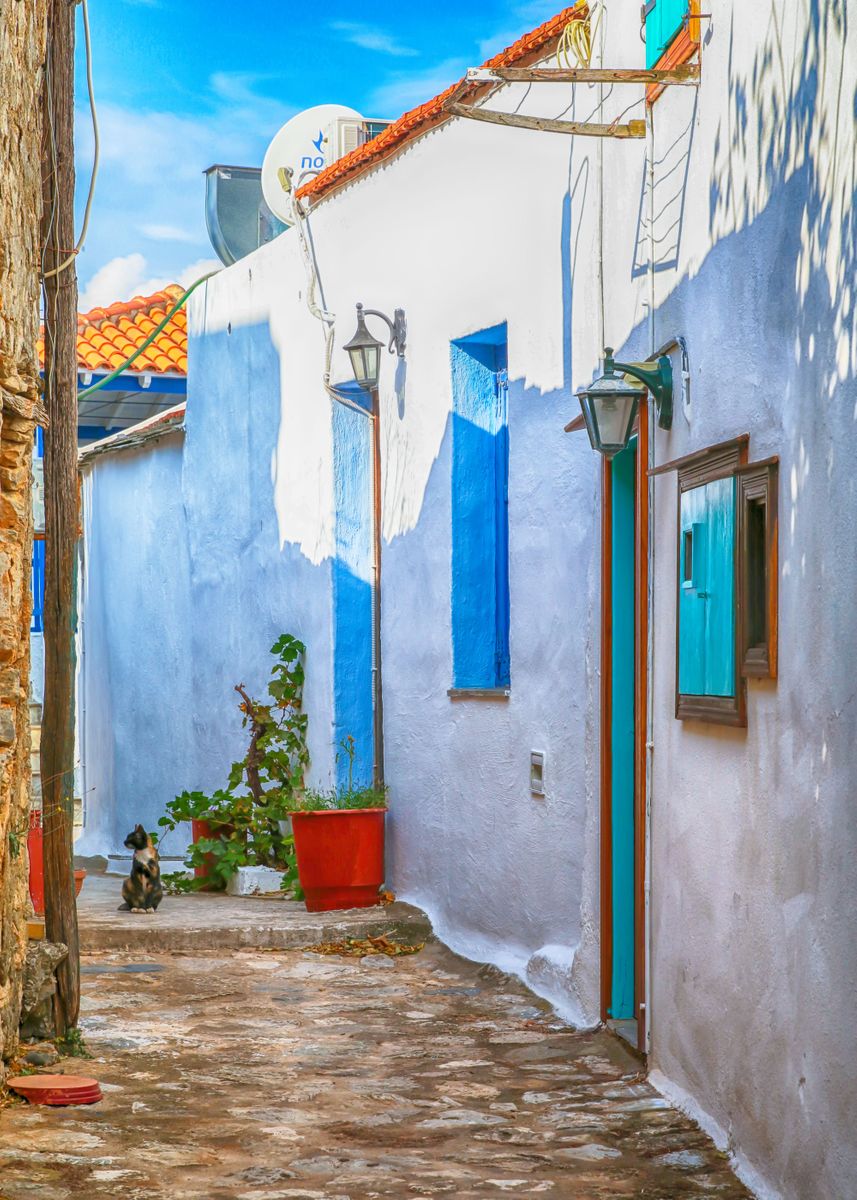 'Colorful street, Greece' Poster, picture, metal print, paint by ...