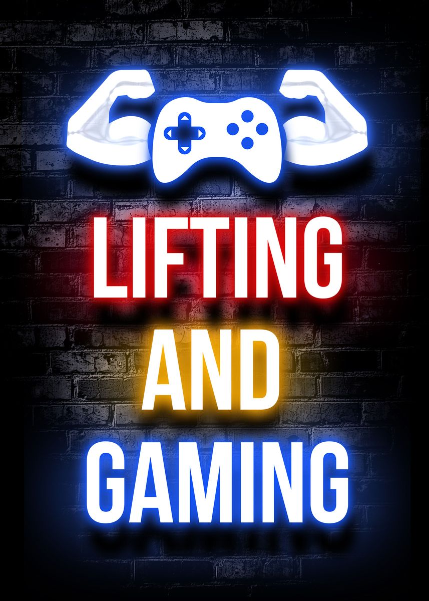 'Lifting fitness gym gamer' Poster, picture, metal print, paint by ...