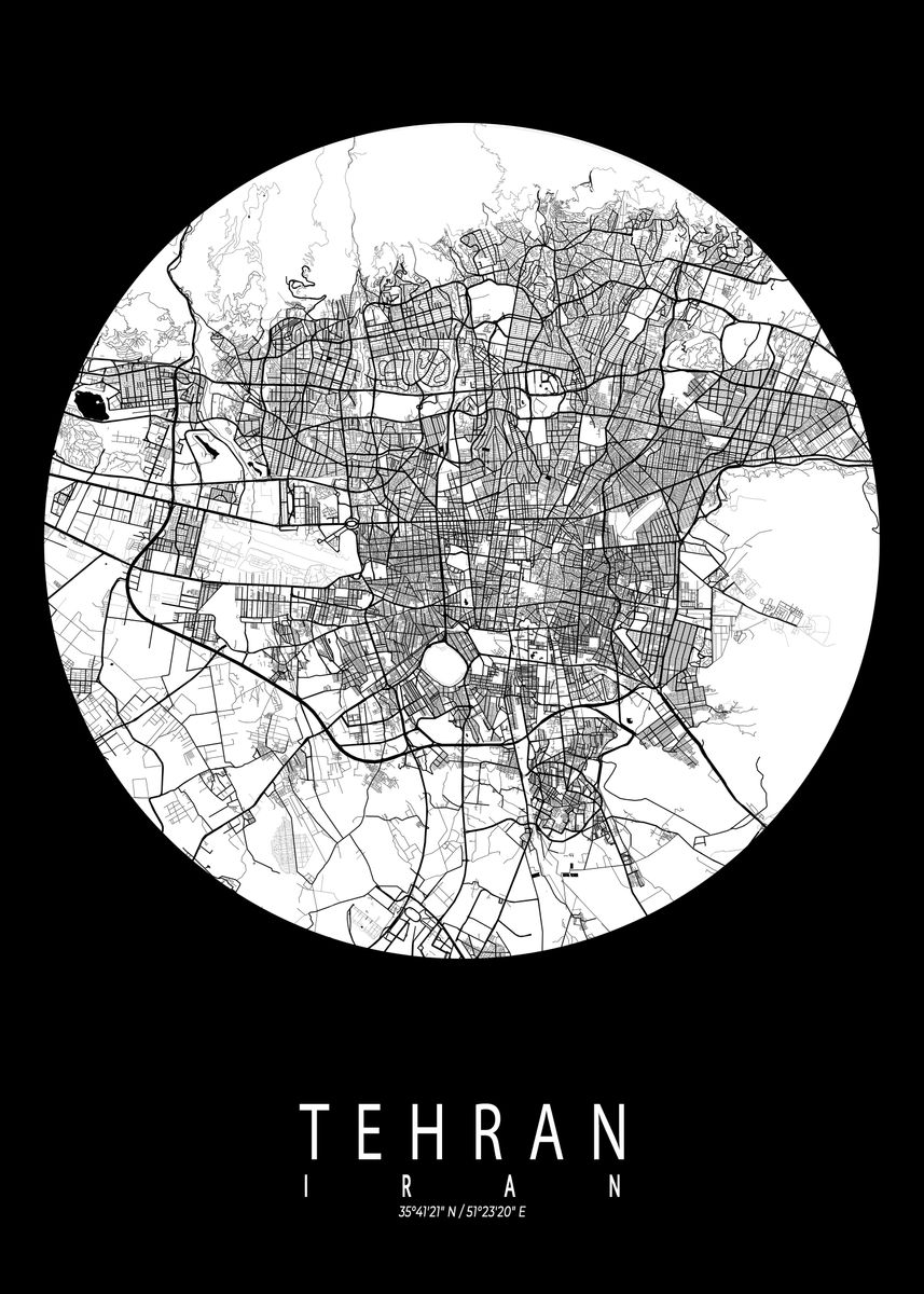 'Tehran City Map Moon' Poster by deMAP Studio | Displate