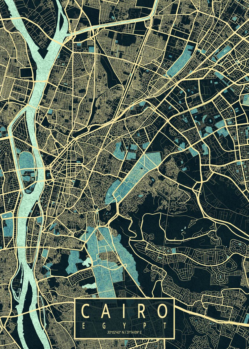 'Cairo City Map Summer' Poster, picture, metal print, paint by deMAP ...