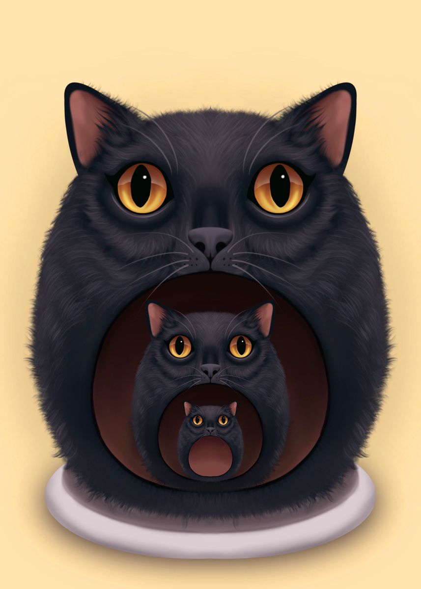 'aow cat' Poster, picture, metal print, paint by sinnois | Displate