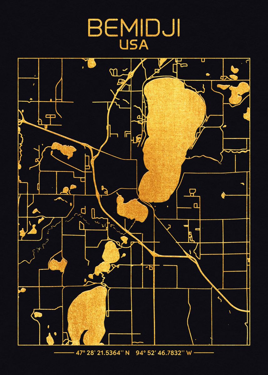 'Bemidji MN USA' Poster, picture, metal print, paint by Denis Siggers ...