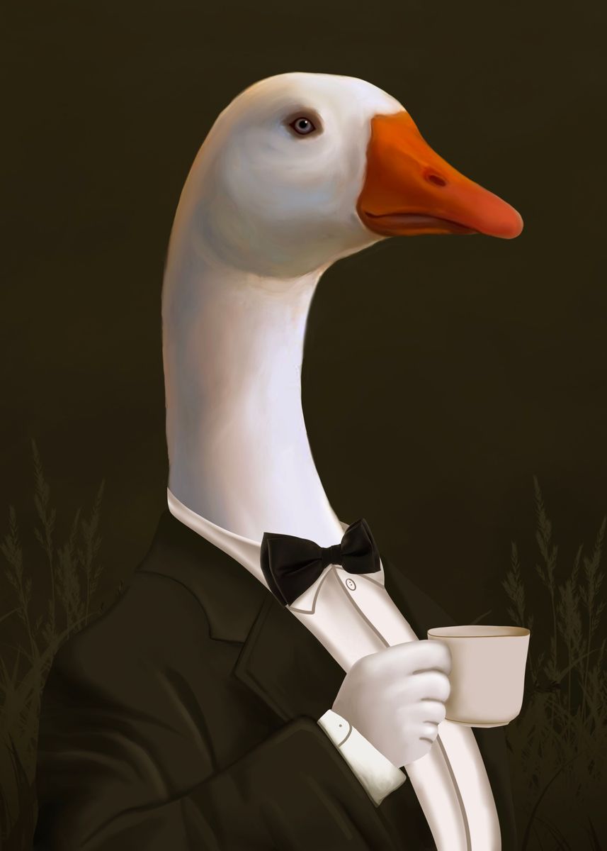 'duck and coffee' Poster, picture, metal print, paint by sinnois | Displate