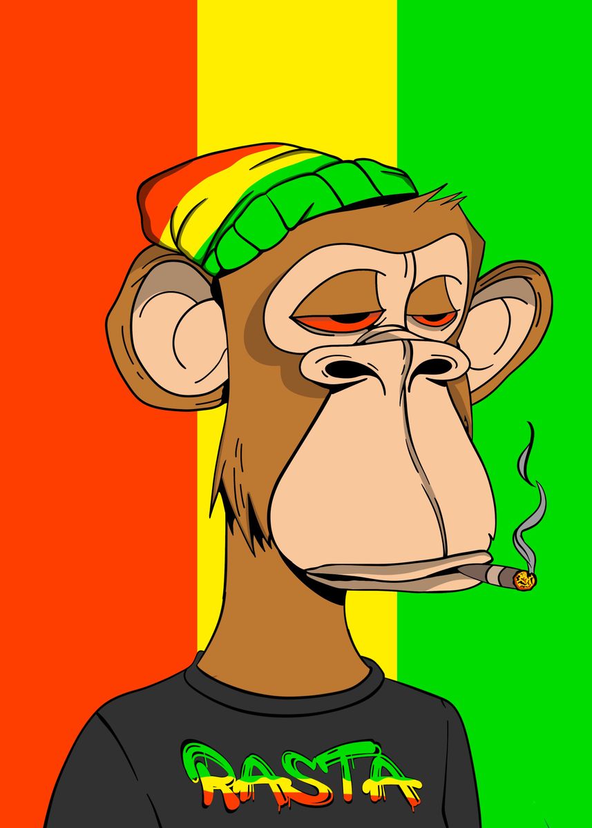 'Rasta ape' Poster, picture, metal print, paint by Magic Apes | Displate