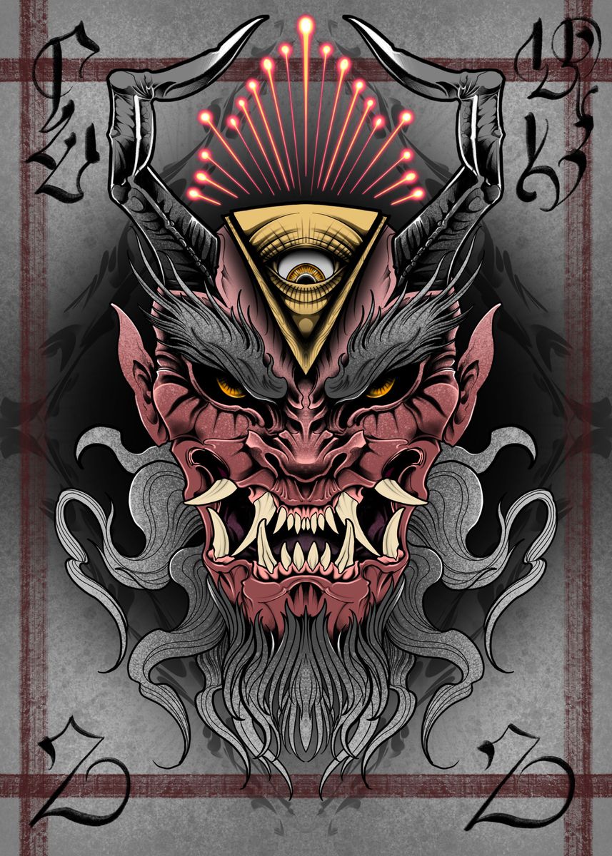 'Japanese Oni Demon' Poster, picture, metal print, paint by Creydesign ...
