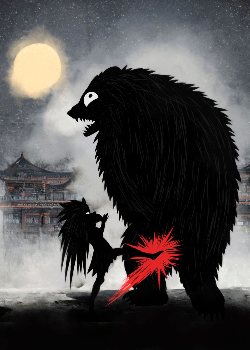 'Bear Kick' Poster, picture, metal print, paint by Ilya Danilov | Displate