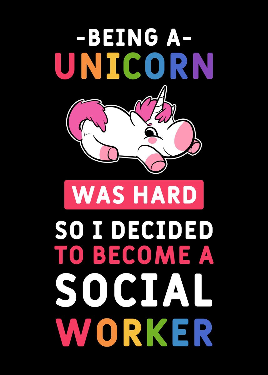 'Social Work Unicorn' Poster, picture, metal print, paint by FunnyGifts ...
