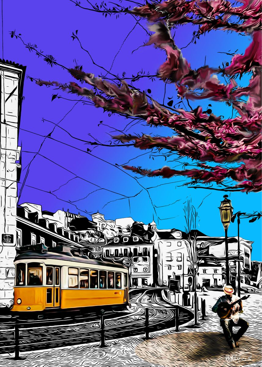 'LISBON STREET TRANS 003' Poster, picture, metal print, paint by ...
