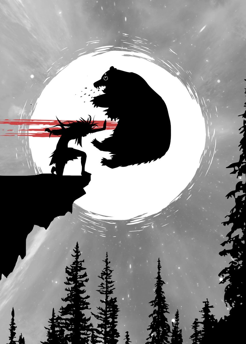 'Bear Kick' Poster, picture, metal print, paint by Ilya Danilov | Displate