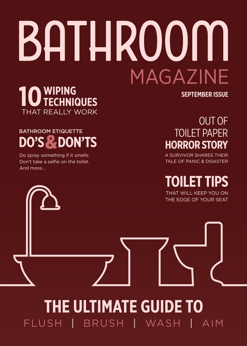 'Funny Bathroom Magazine 8' Poster, picture, metal print, paint by ...