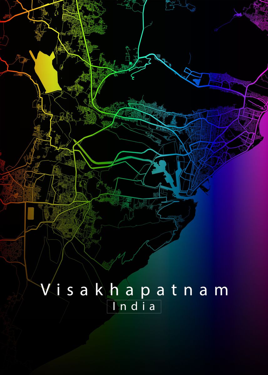 'Visakhapatnam City Map' Poster, picture, metal print, paint by Mapique ...