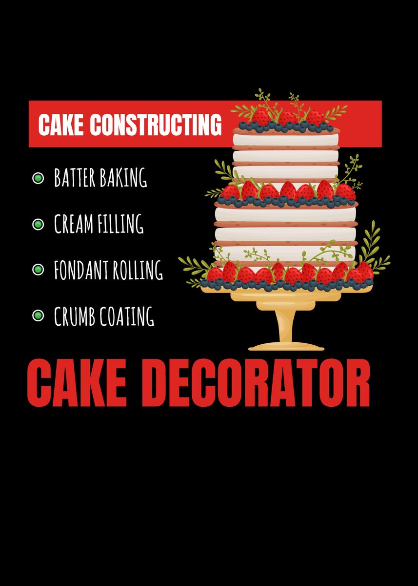 'Cake Constructing Baking' Poster, picture, metal print, paint by Mooon ...