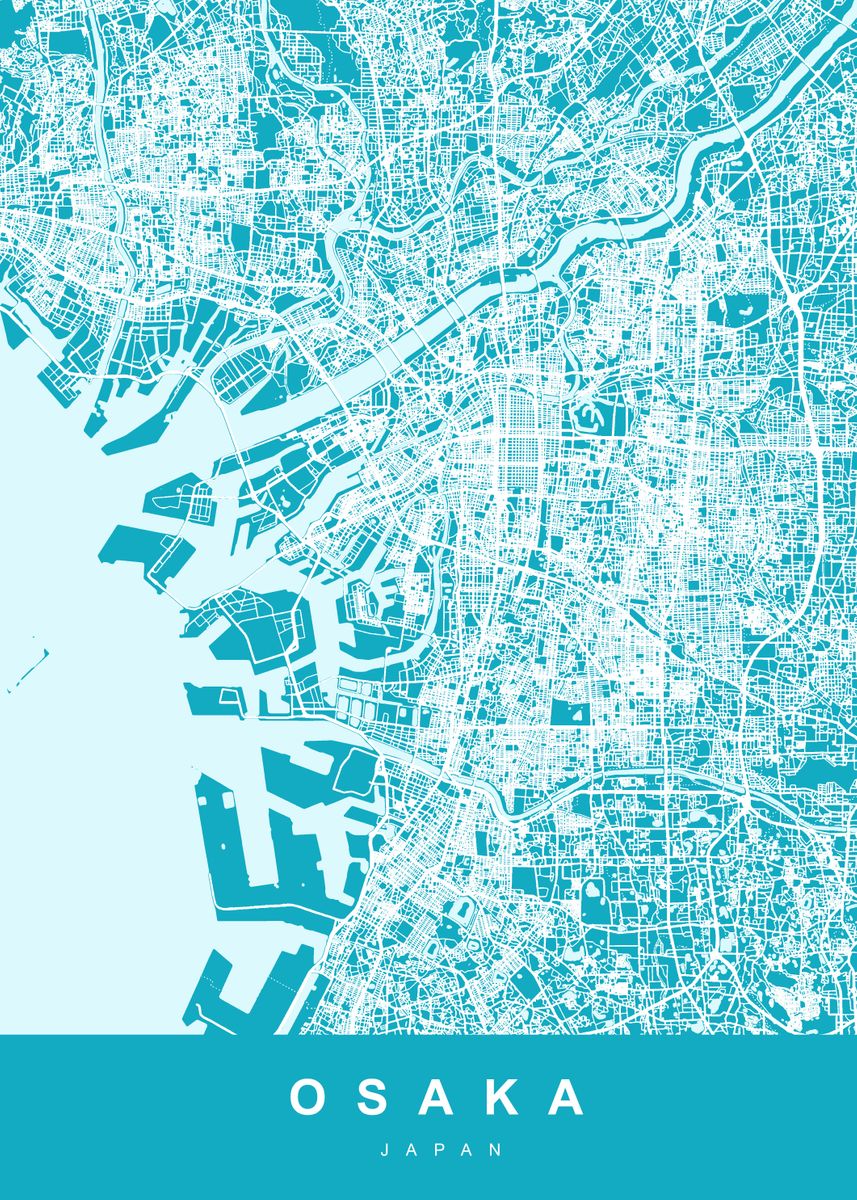 'OSAKA Map JAPAN ' Poster, picture, metal print, paint by UrbanMaps ...