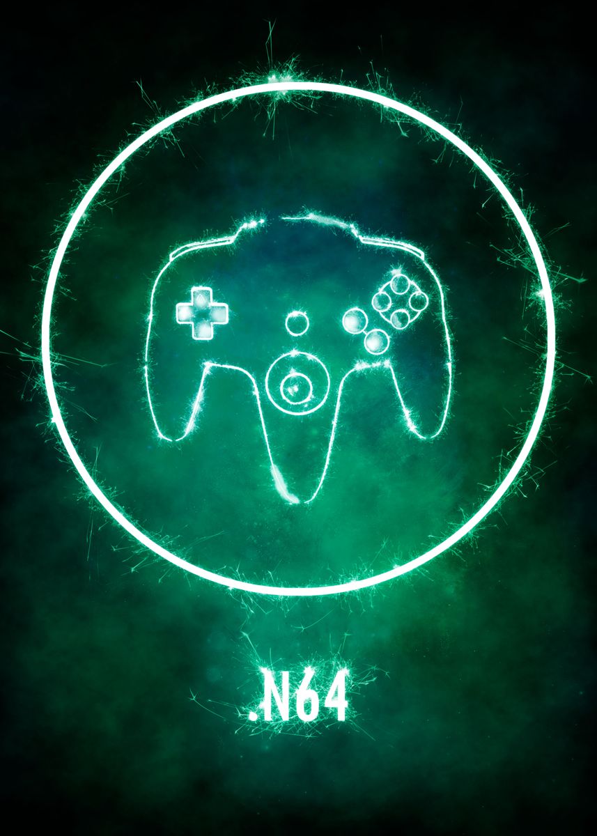 'N64 CONTROLLER' Poster, picture, metal print, paint by KIMIDIGI | Displate