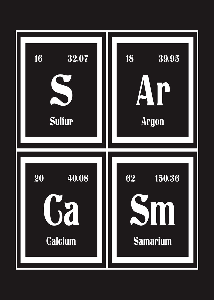 'Sarcasm Elements' Poster, picture, metal print, paint by Maozva | Displate