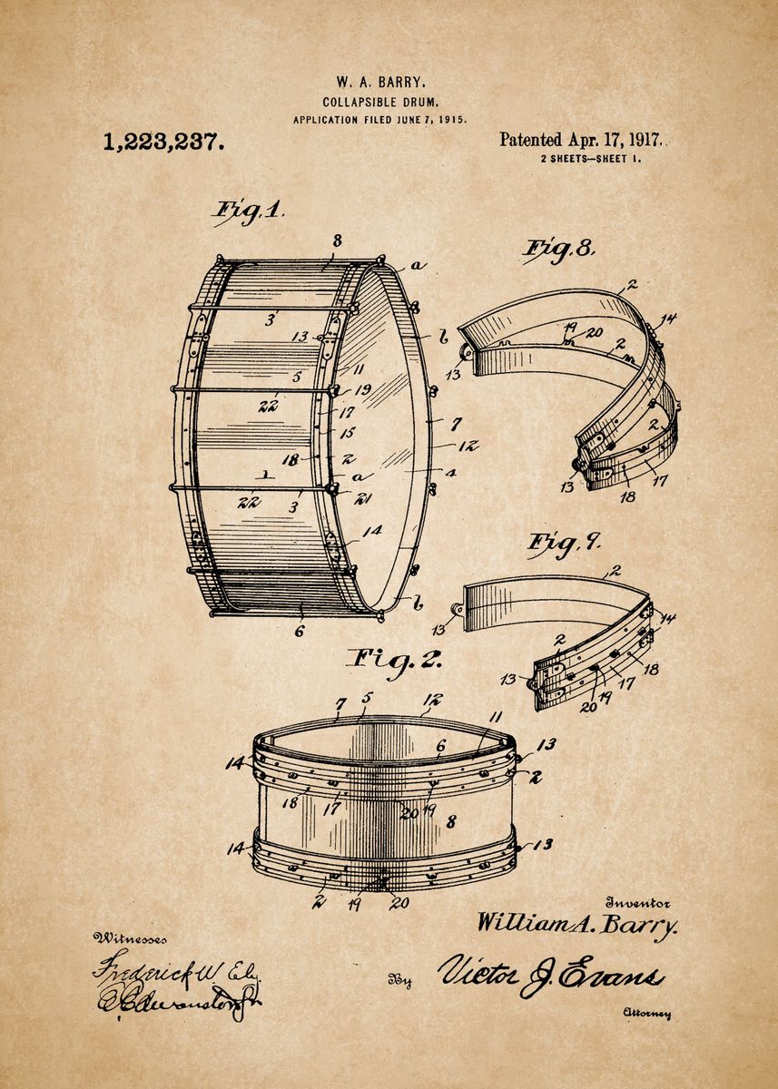'Drum Vintage Patent' Poster by Neo Design | Displate