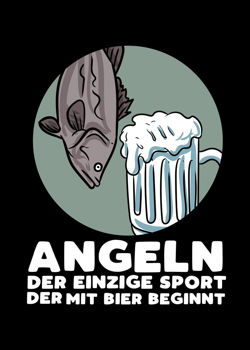 'Fishing Beer German' Poster, picture, metal print, paint by Hexor ...