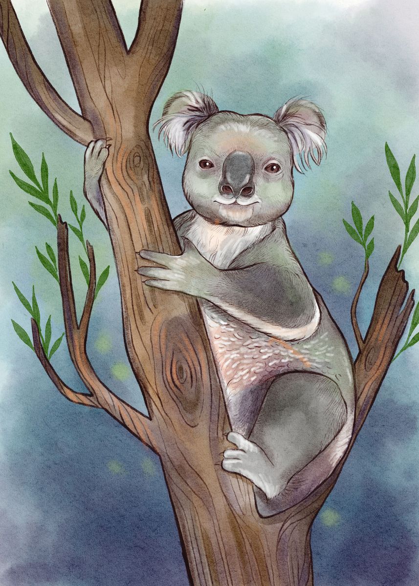 'Koala' Poster, picture, metal print, paint by Leyinska Gutierrez ...