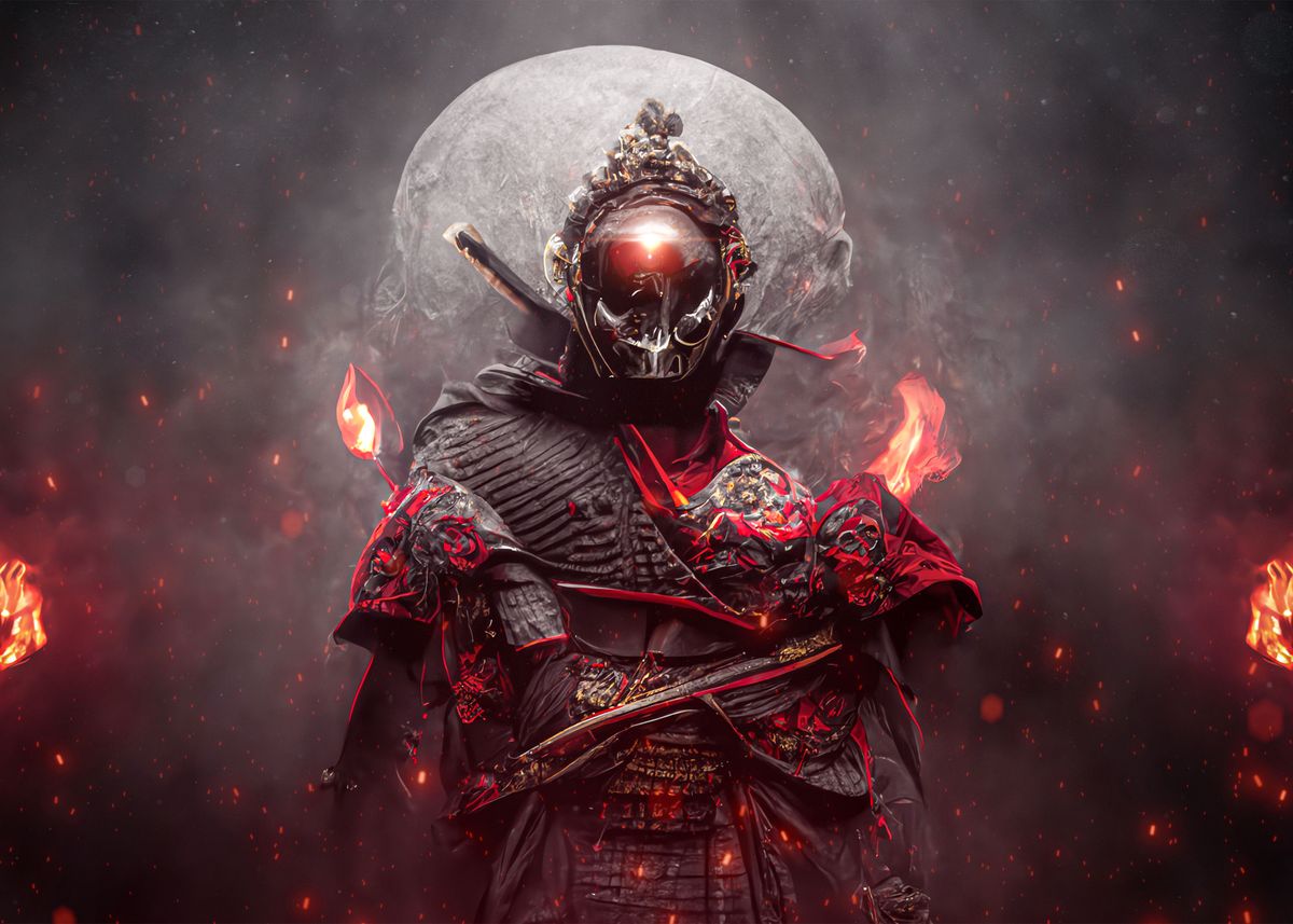 'F1R3 Samurai' Poster by SemArt | Displate