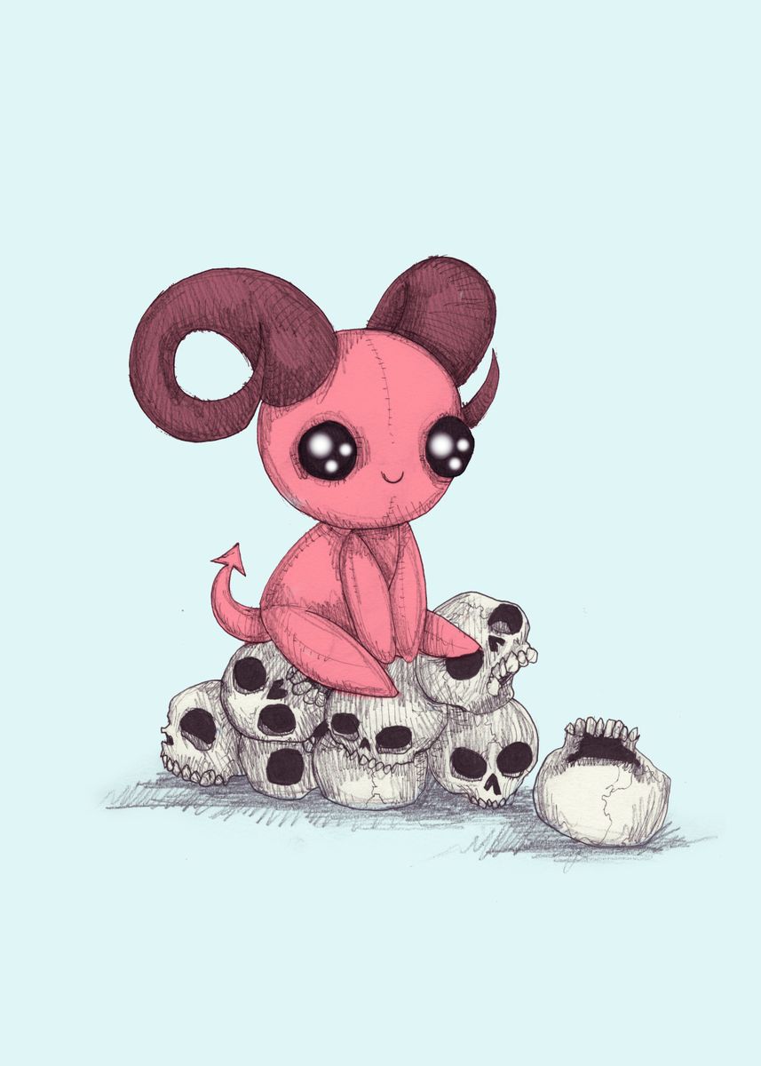 'Adorable Evil' Poster, picture, metal print, paint by LVB Art | Displate