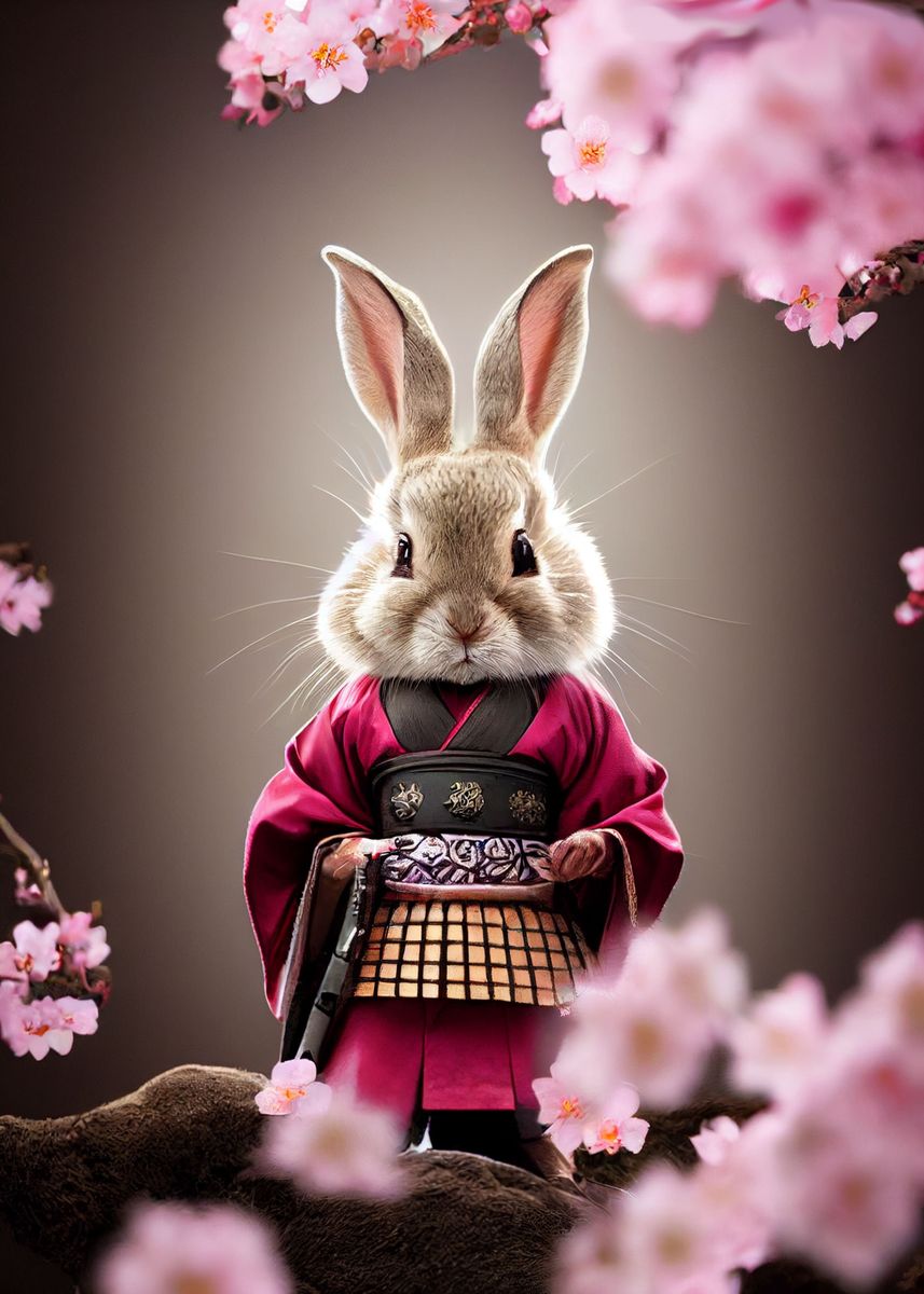 'Cute Samurai Rabbit' Poster, picture, metal print, paint by Antonimo ...