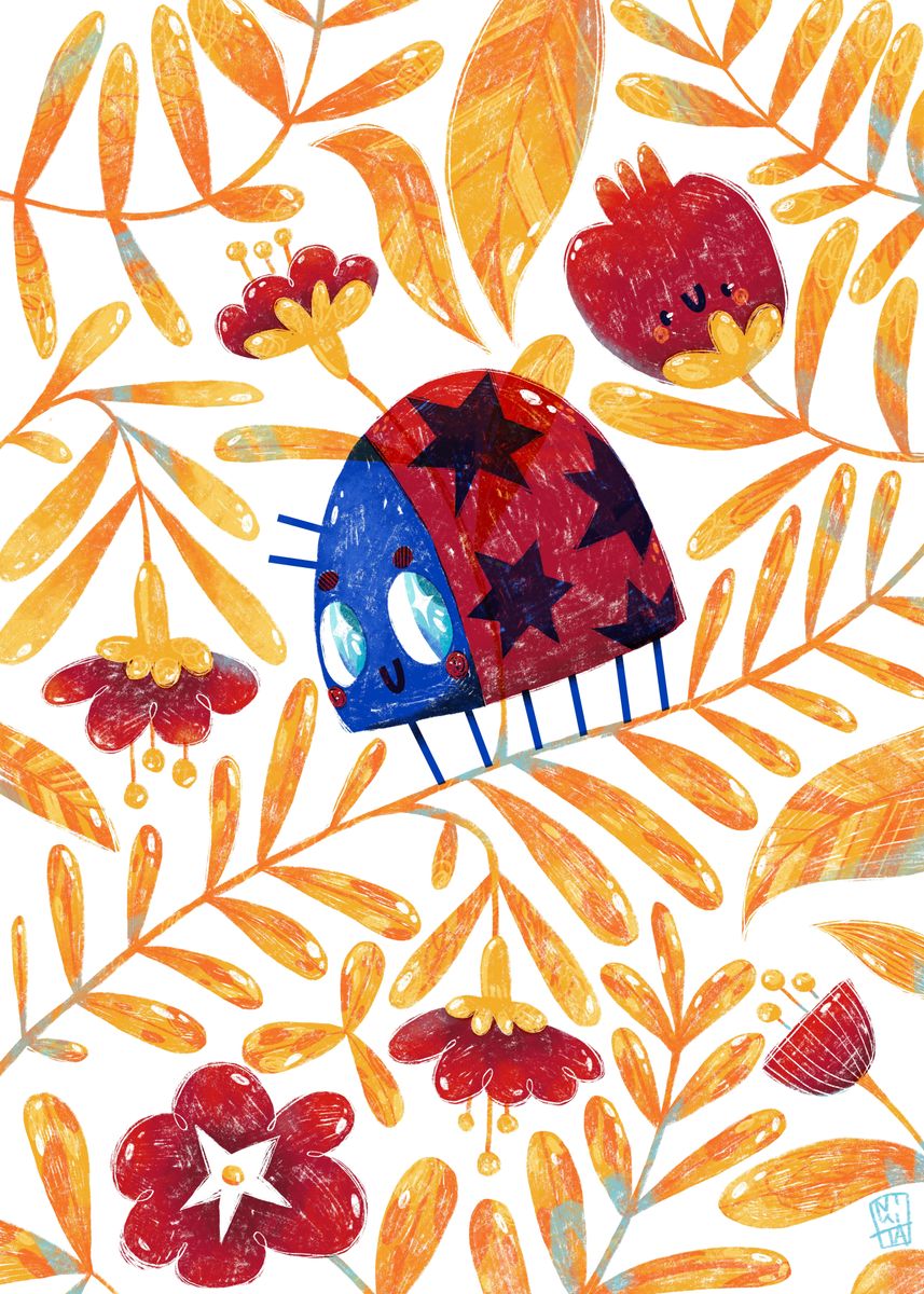 'Starrybug' Poster, picture, metal print, paint by Nikita Van den bosch ...