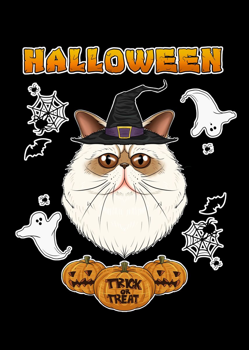 'Himalayan Cat Halloween' Poster, picture, metal print, paint by ...
