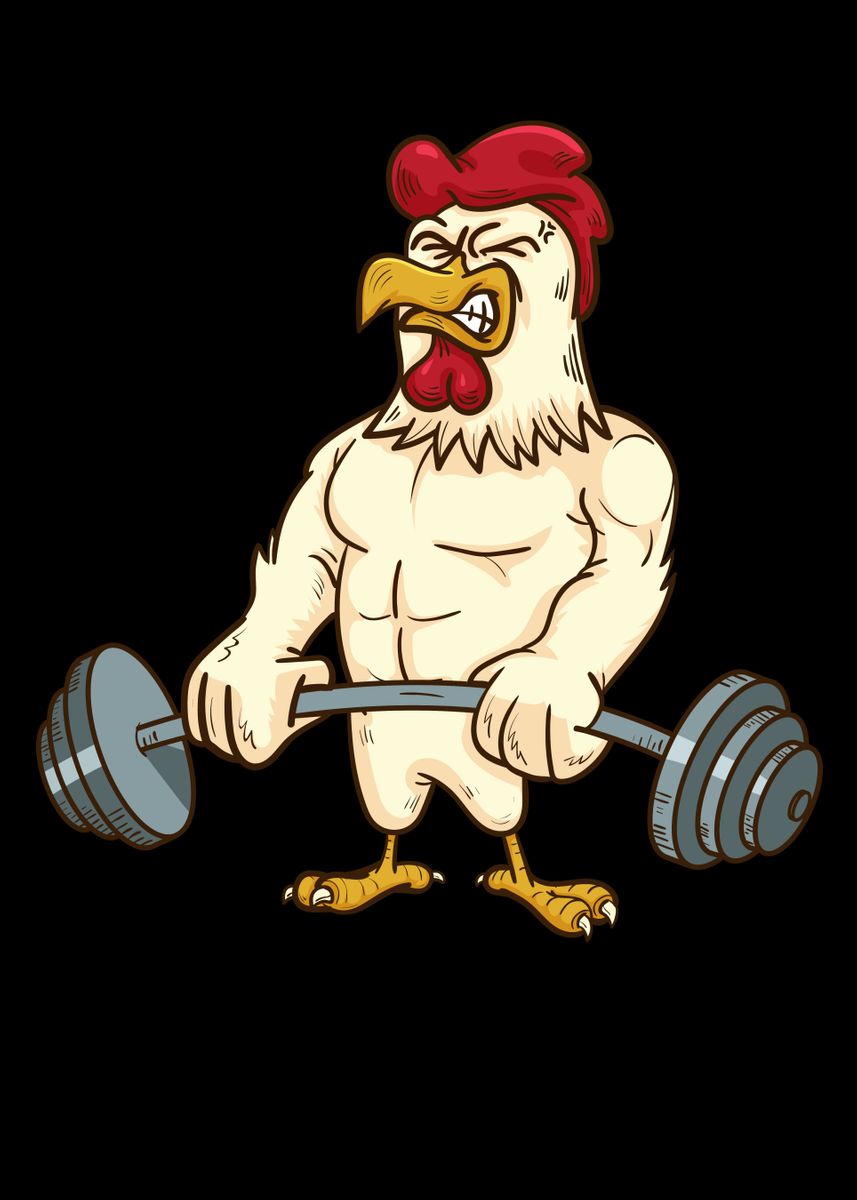'Deadlift Gym Chicken' Poster by PangolinArts | Displate