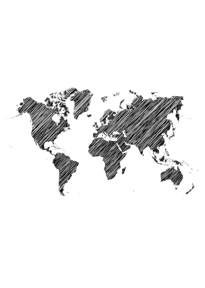 'scribble world map' Poster, picture, metal print, paint by Fast ...