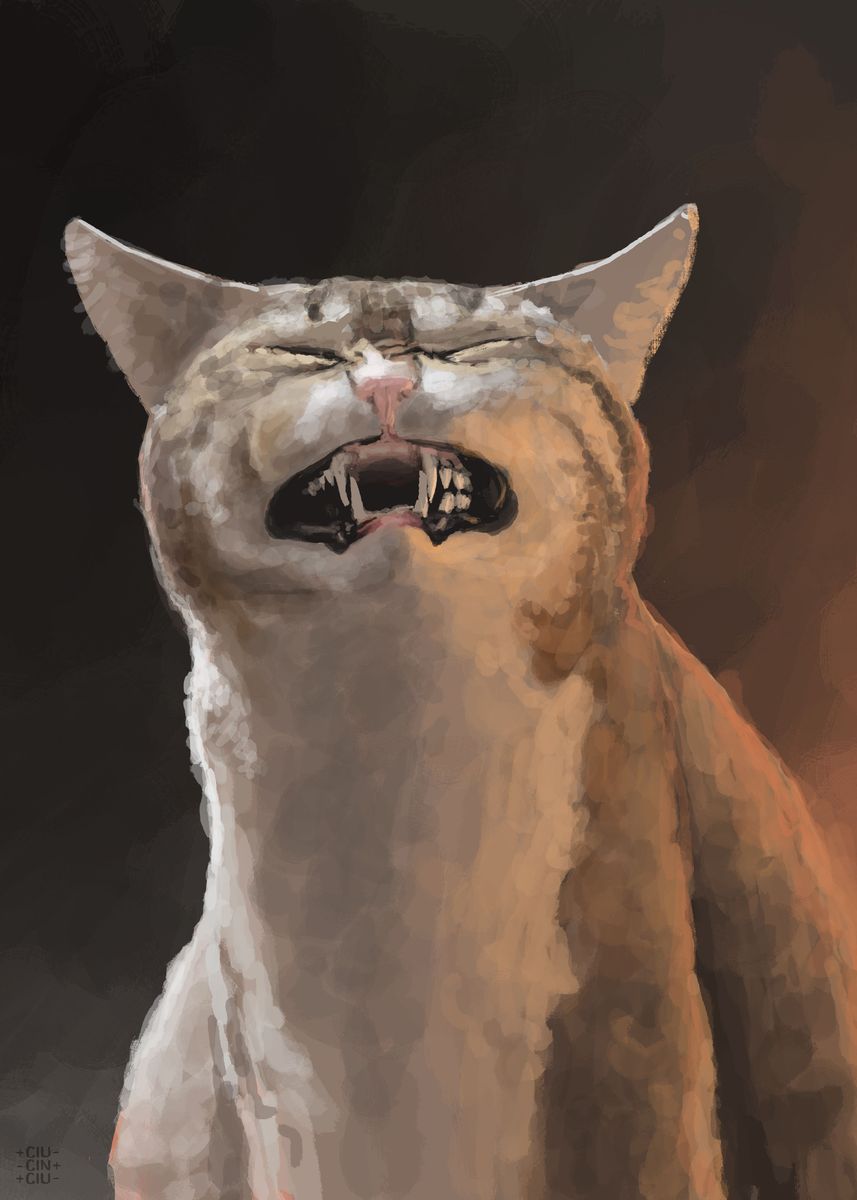 'Crooked Cat numero 4' Poster, picture, metal print, paint by Ciucinciu ...