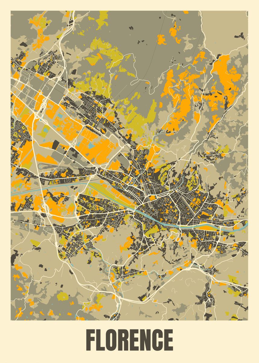 'City map of Florence' Poster, picture, metal print, paint by Sam Kal ...