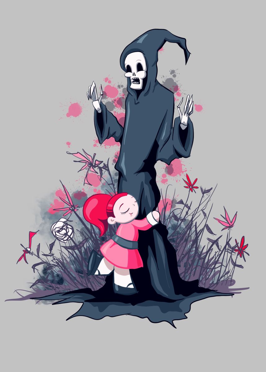 'Reaper Hug' Poster, picture, metal print, paint by LVB Art | Displate