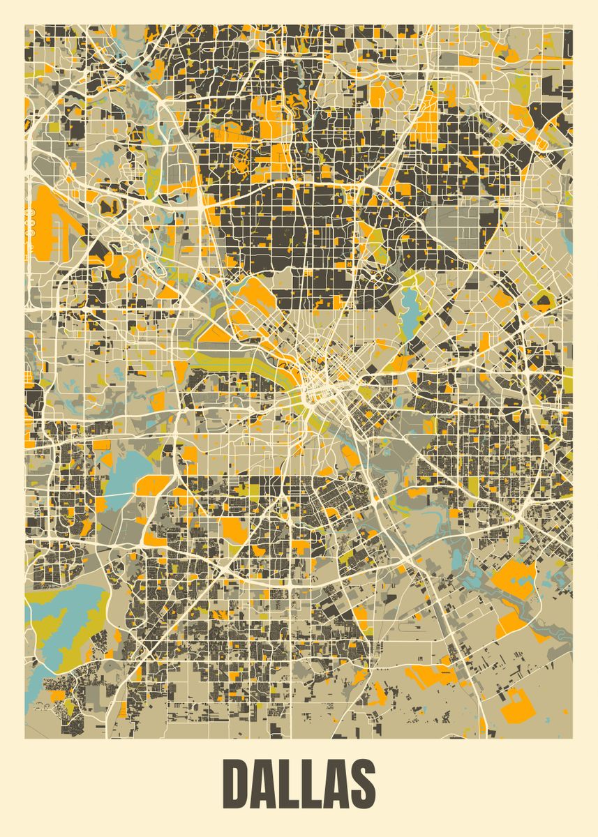'City map of Dallas' Poster, picture, metal print, paint by Sam Kal ...