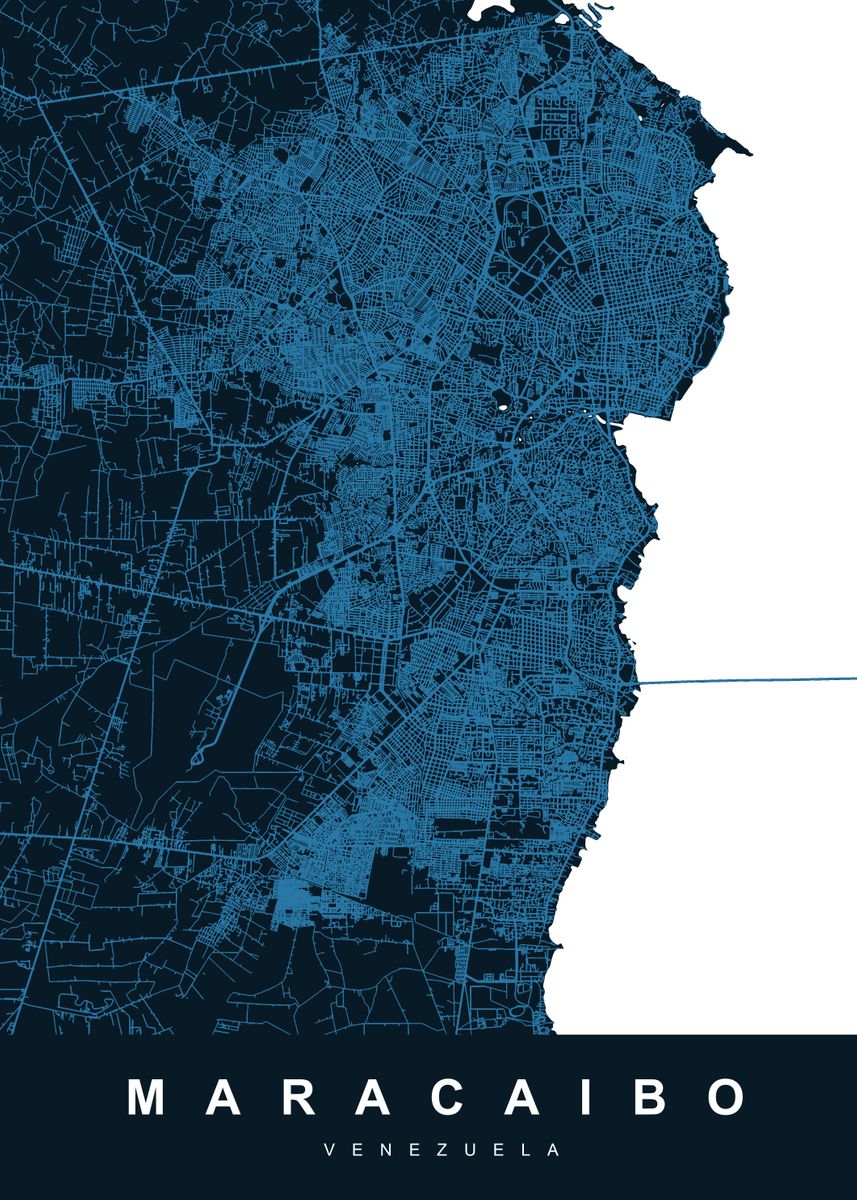 'MARACAIBO Map VENEZUELA' Poster, picture, metal print, paint by ...