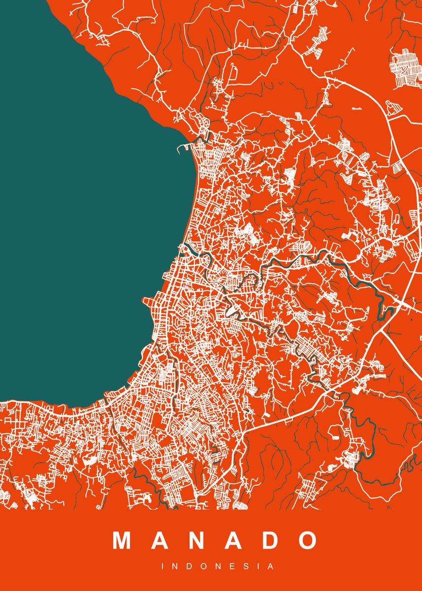 'MANADO INDONESIA ' Poster, picture, metal print, paint by UrbanMaps ...