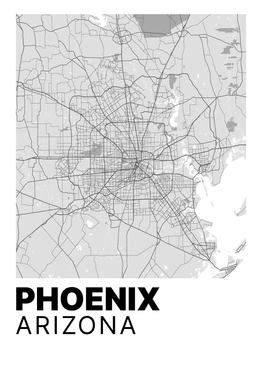 'Phoenix City Map' Poster, picture, metal print, paint by Vicky ...